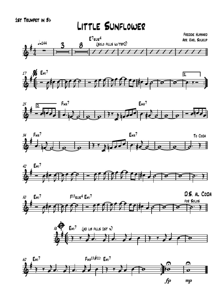 Sunflower 01 1st Trumpet in BB - Letter - Sunflower 01 1st Trumpet in ...