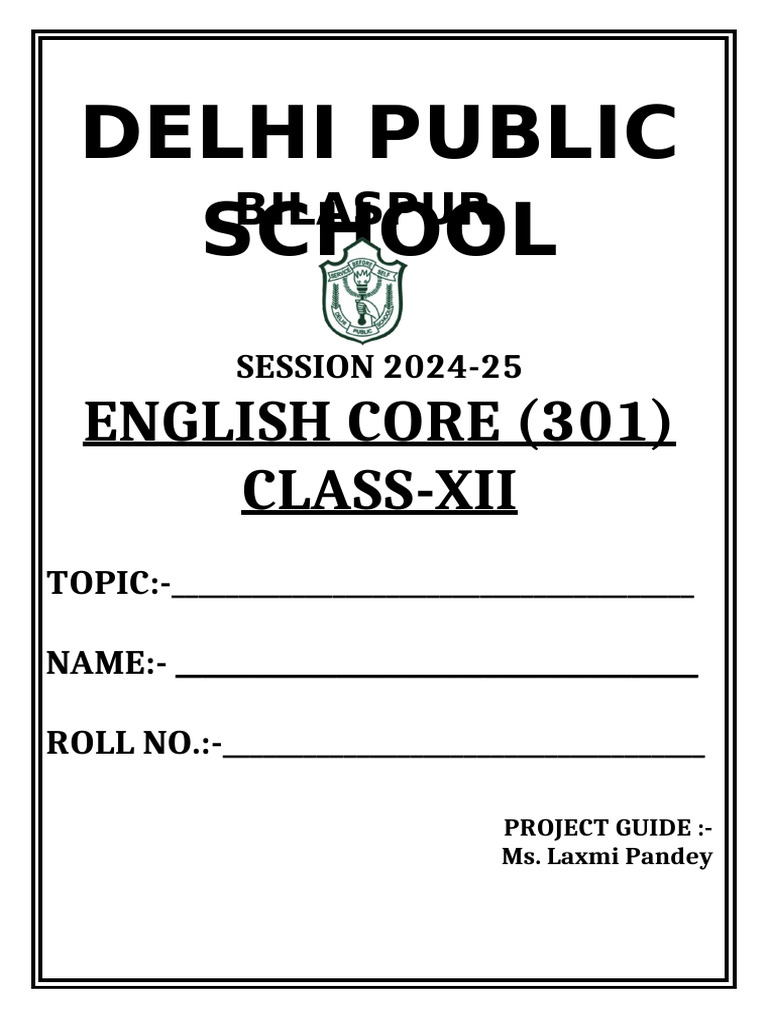Class 12 English Project Certificate | PDF