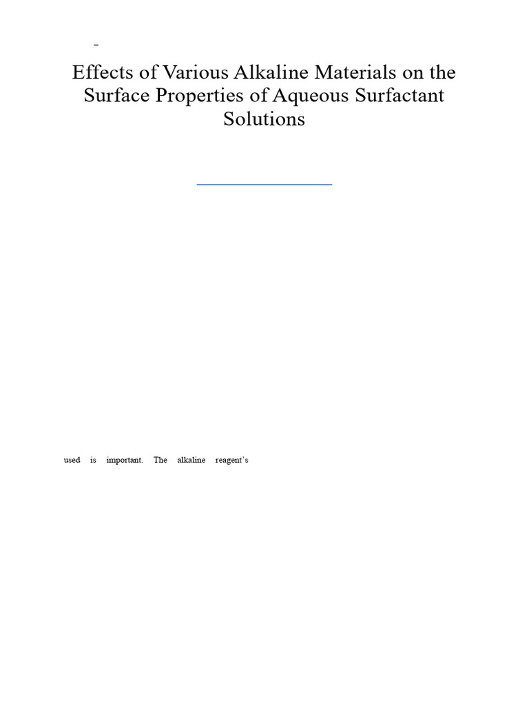 Alkaline Materials Impact on Surfactant Solutions | PDF | Surfactant ...
