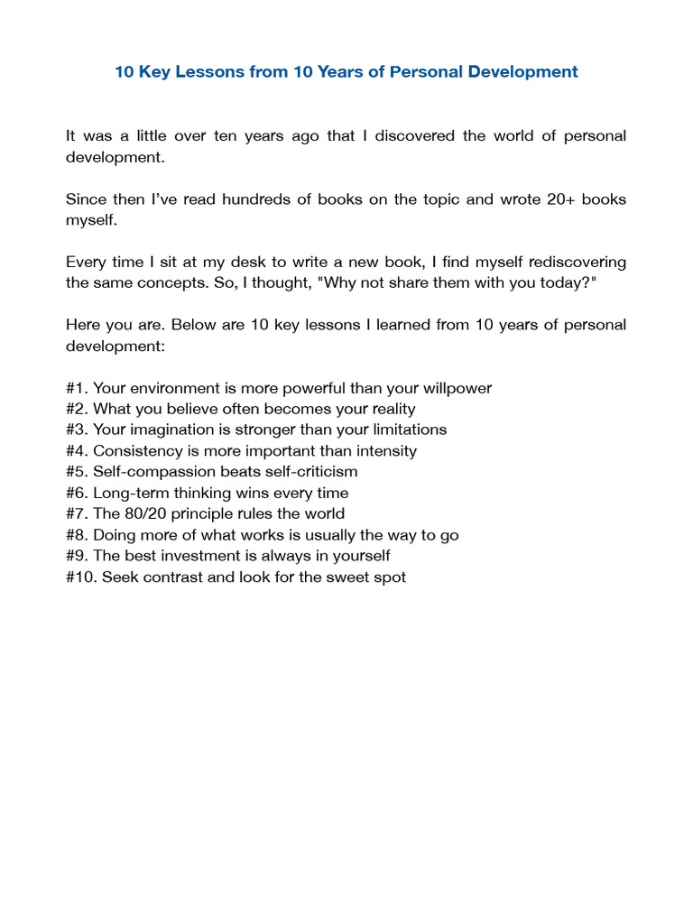 10 Personal Development Lessons Learned | PDF | Psychological Concepts ...