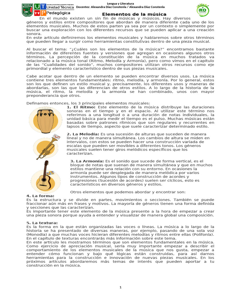 Elementos Clave de la Música: Guía Completa | PDF | Melodía | Armonía