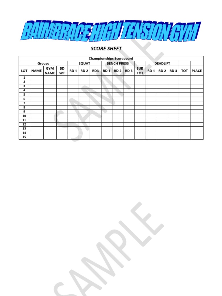 Baimbrace Score Sheet | PDF
