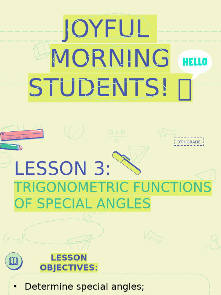 Lesson 3 Trigonometric Functions of Special Angles | PDF | Trigonometry ...