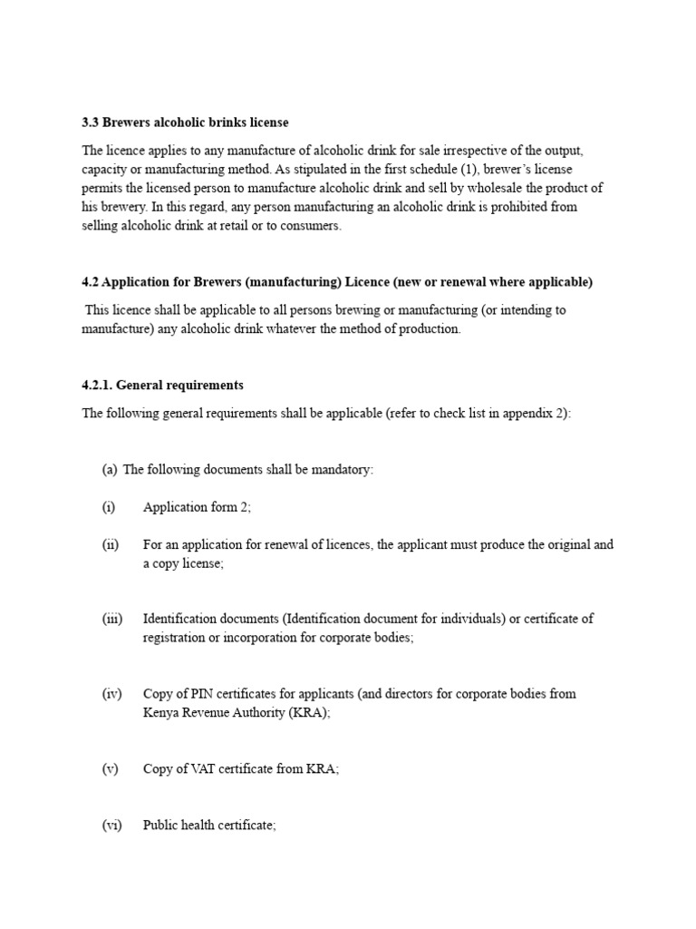 Alcohol Licensing Information | PDF | License | Overview Of Gun Laws By ...