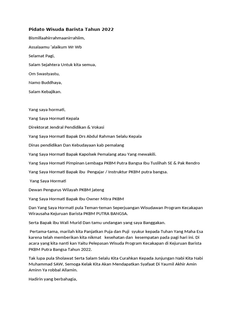 Teks Pidato Wisuda | PDF