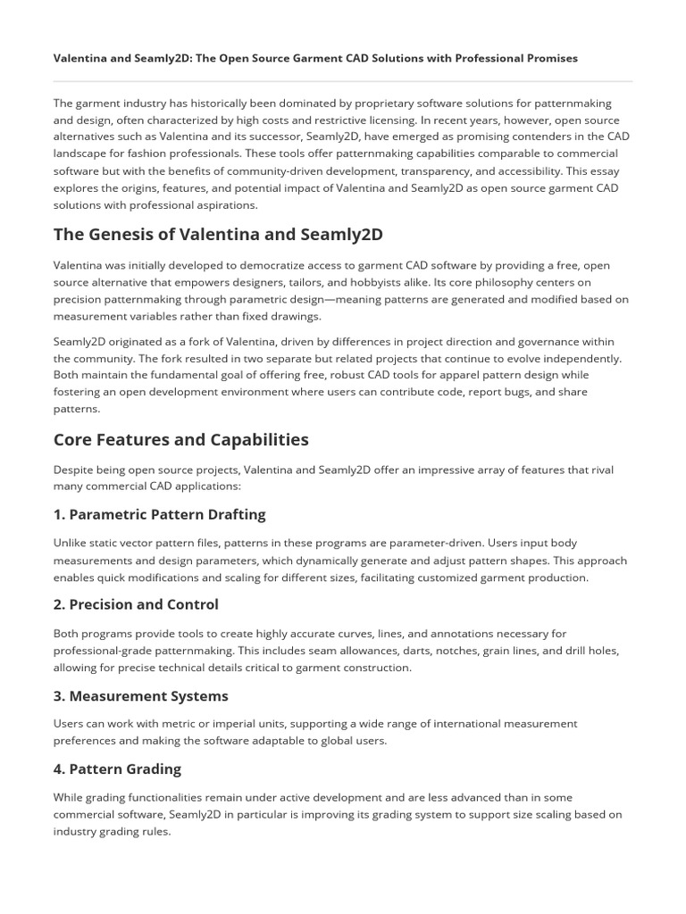 Valentina and Seamly2D - The Open Source Garment CAD Solutions With ...