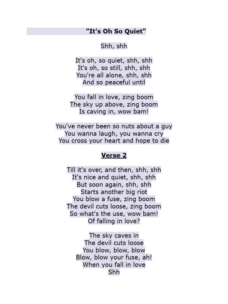 It's Oh So Quiet (Lyrics) | PDF