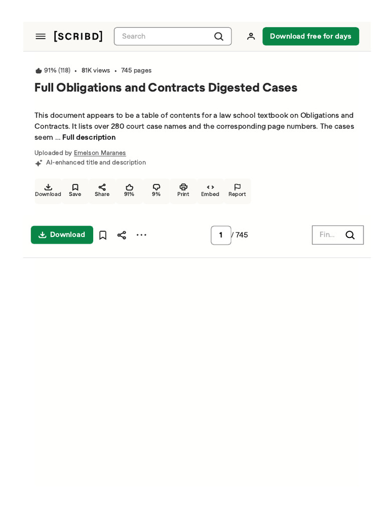 Doc212202712full Obligations and Contracts Digested Cases | PDF