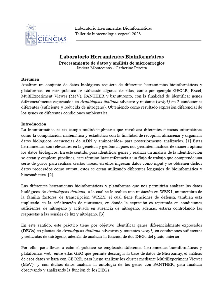 Informe Lab 2 Taller de Bt Vegetal | PDF | Bioinformática | Gene