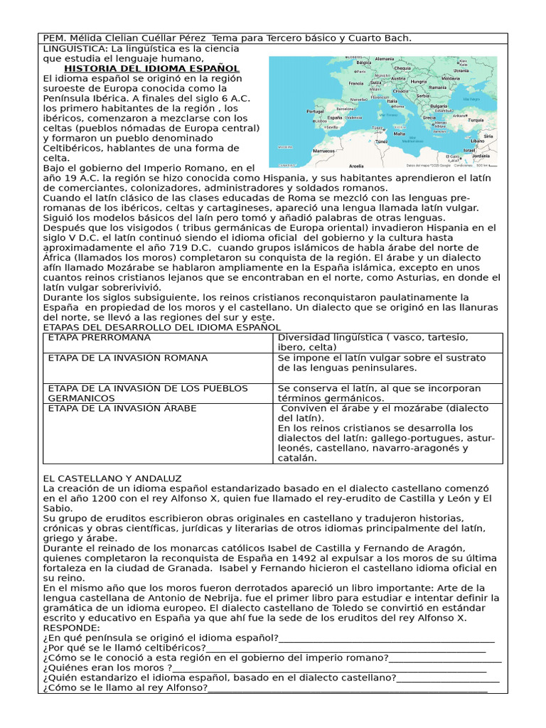 Historia del idioma español y su evolución | PDF | Lengua española | España