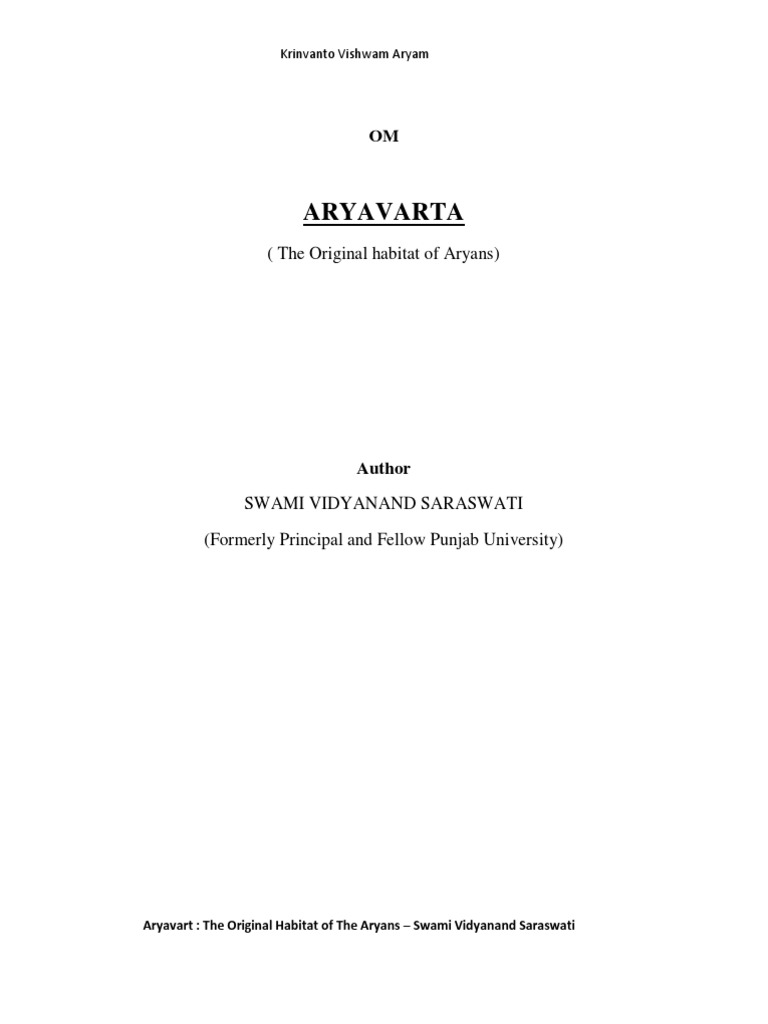 Aryavarta - Original Habitat of Aryas | PDF | Vedas | Sanskrit