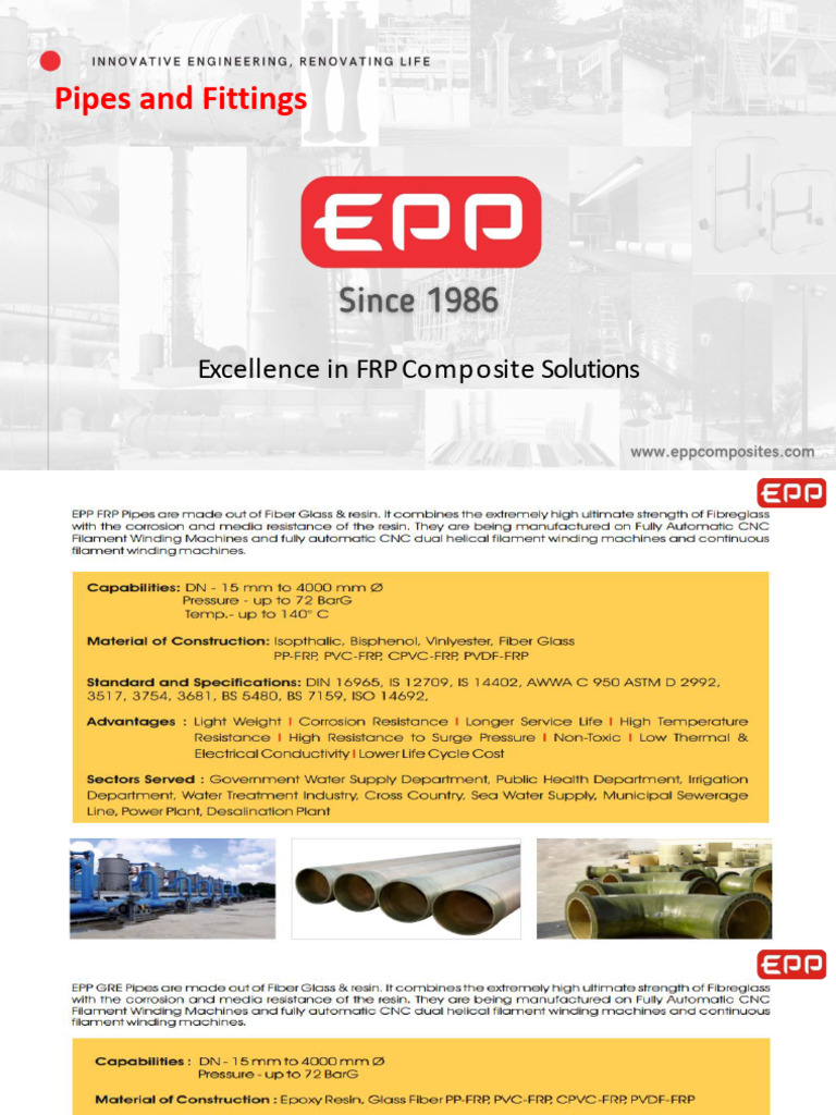 GRP and GRE Pipes Solutions Overview | PDF | Pipe (Fluid Conveyance ...