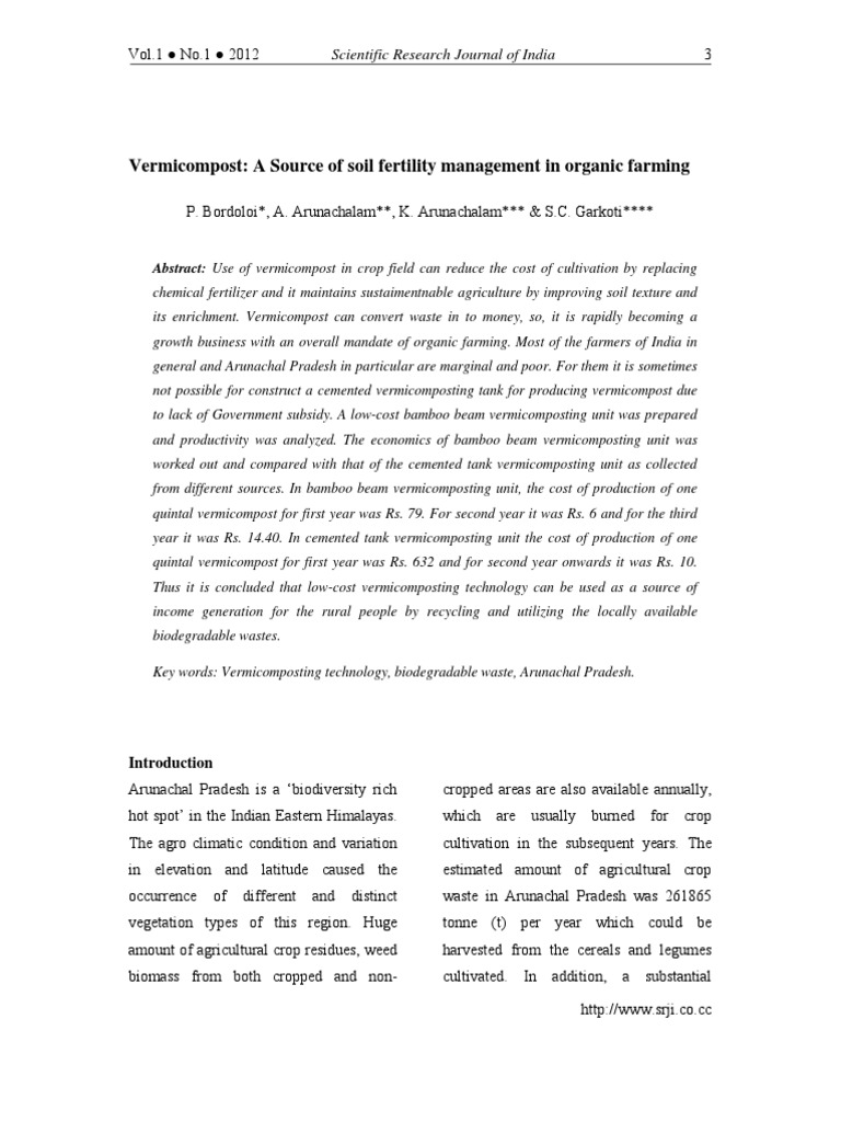 Vermicompost: A Source of Soil Fertility Management in Organic Farming ...