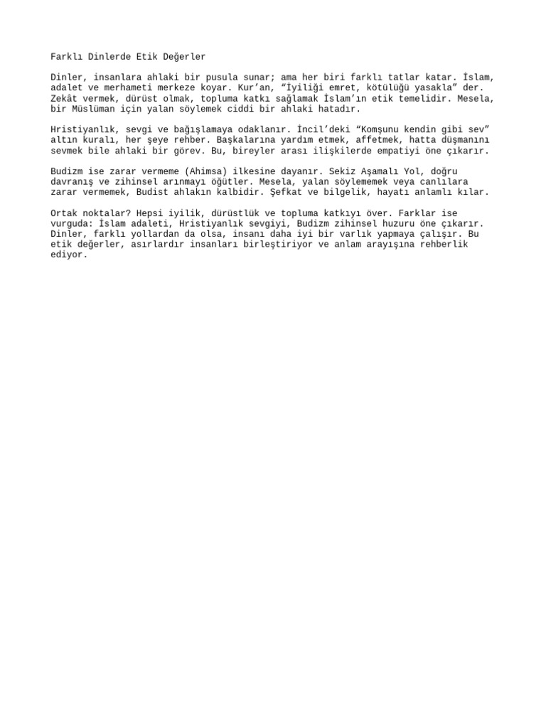 Dinler Etik Bilgi | PDF