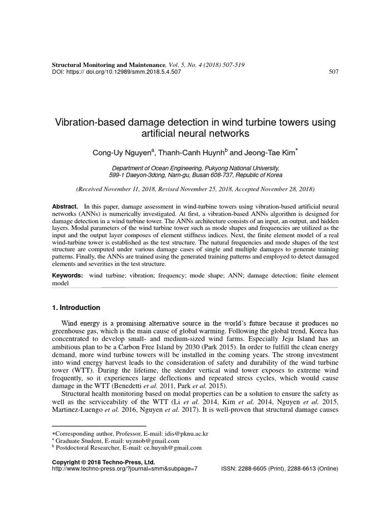 Vibration Damage Detection in Wind Turbines | PDF | Normal Mode | Wind ...
