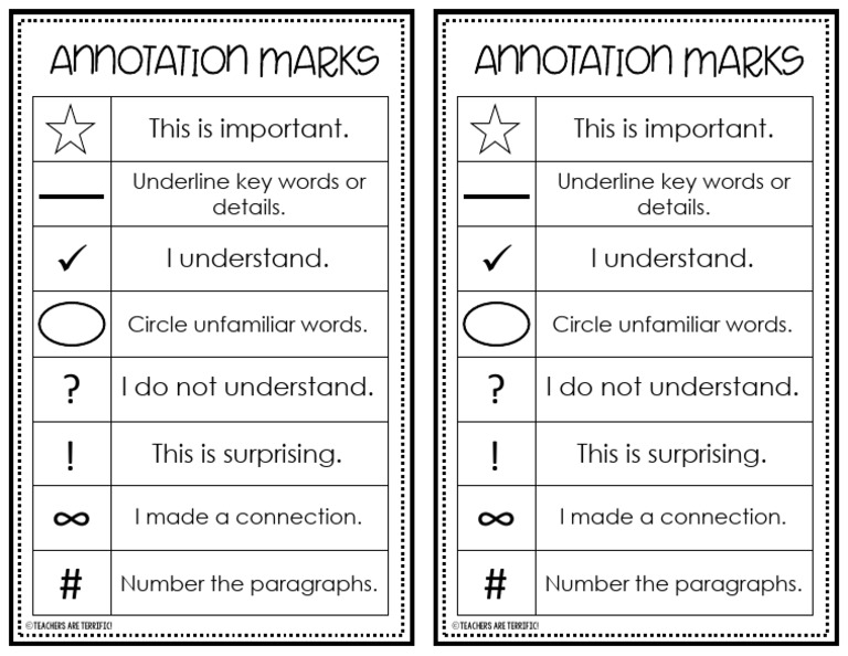 Annotation Marks for Student Reading | PDF