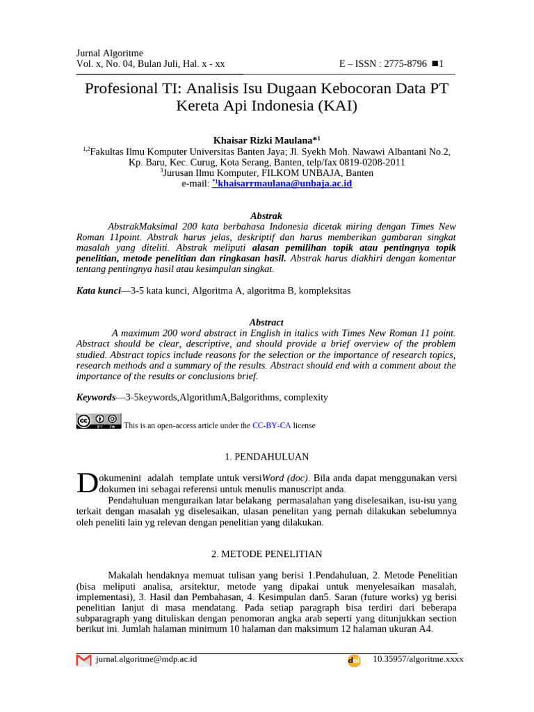 Template Algoritme 2022 | PDF