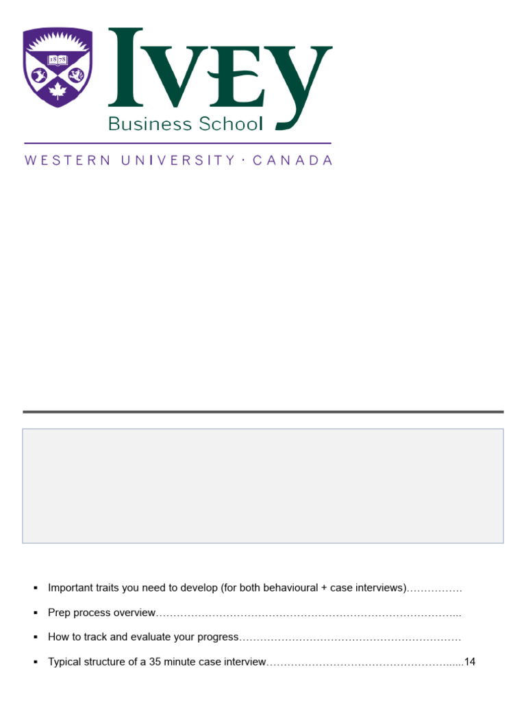 2023 Ivey Consulting Prep Model - MBA | PDF | Thought | Job Interview