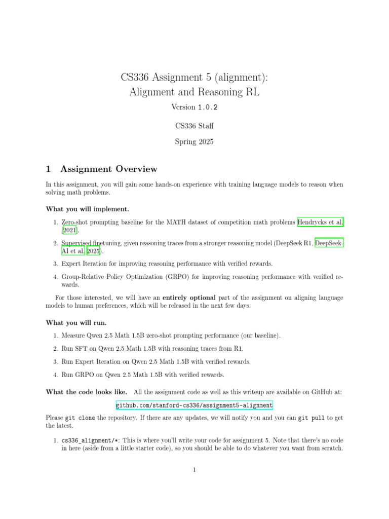 Cs336 Spring2025 Assignment5 Alignment | PDF | Mathematics | Software Engineering