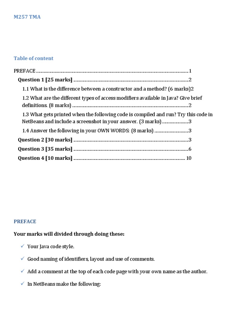 M257 Tma | PDF | Method (Computer Programming) | Constructor (Object Oriented Programming)