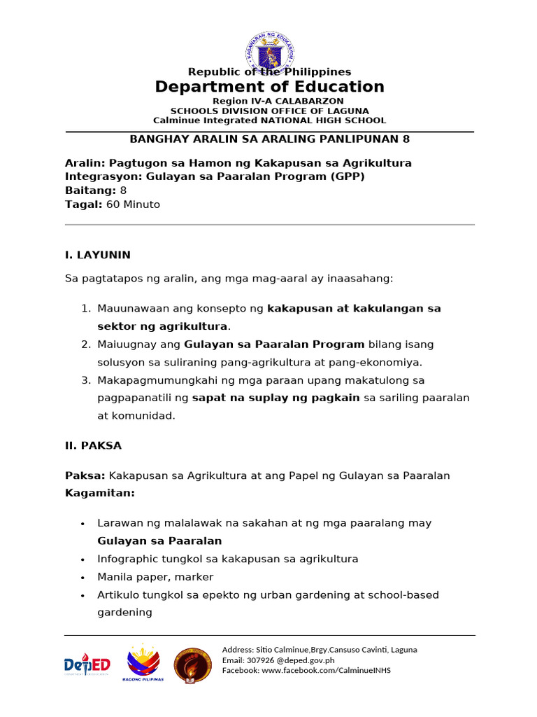 AP Lesson Plan (Gpp) | PDF