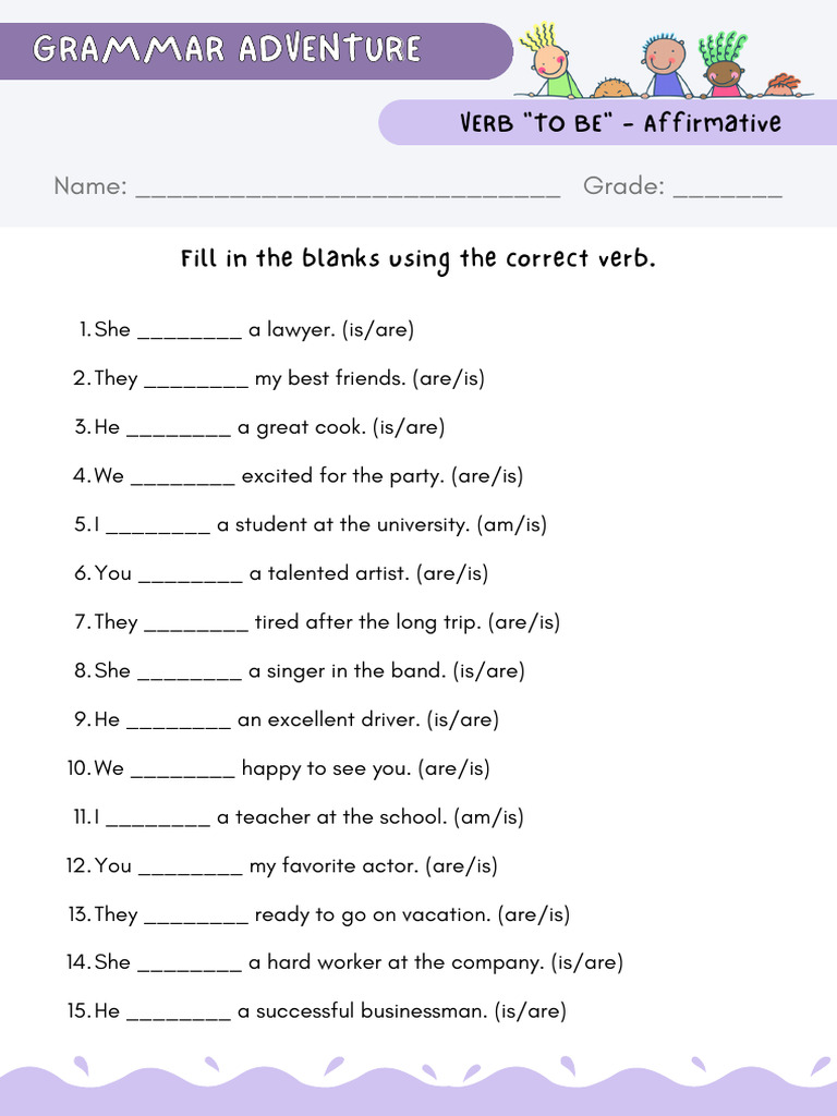 Verb "To Be" Exercises: Affirmative & Negative | PDF