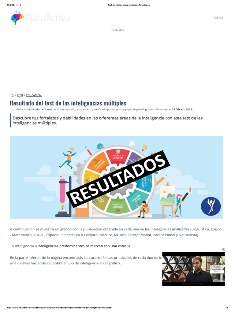 Resultados del Test de Inteligencias Múltiples | PDF | Inteligencia ...