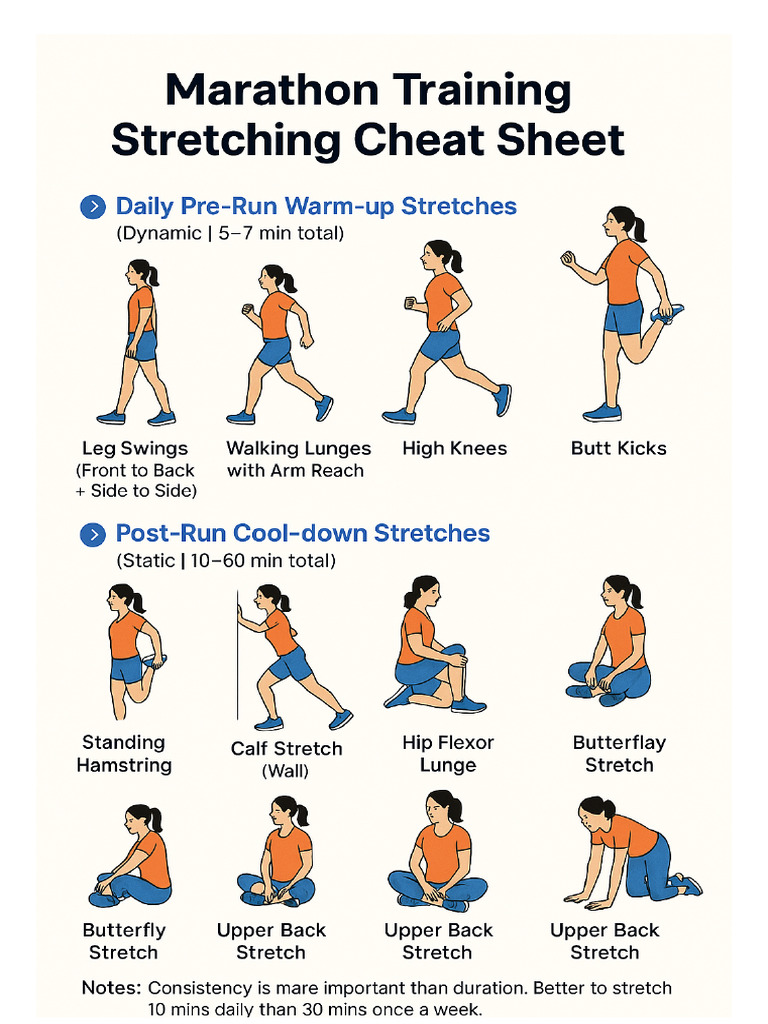 Marathon Stretching Cheat Sheet | PDF