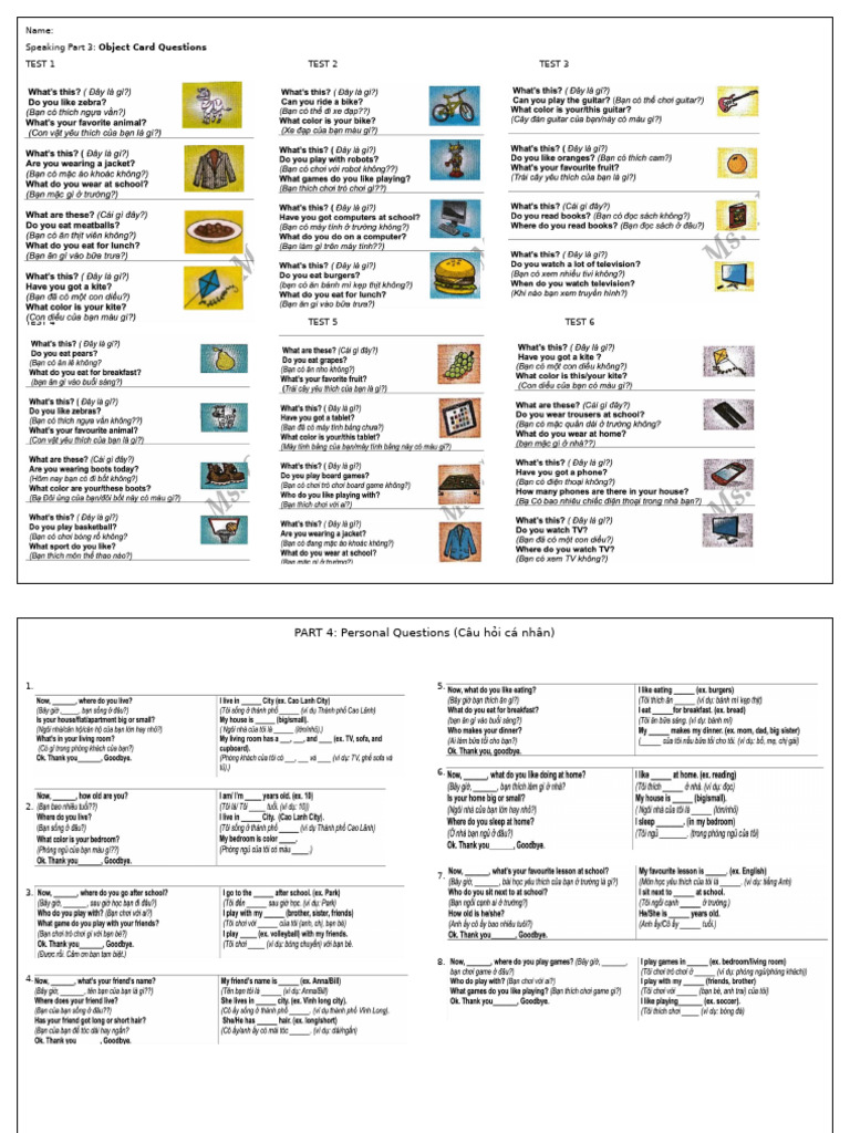 Starters Part 3 and 4 Question | PDF