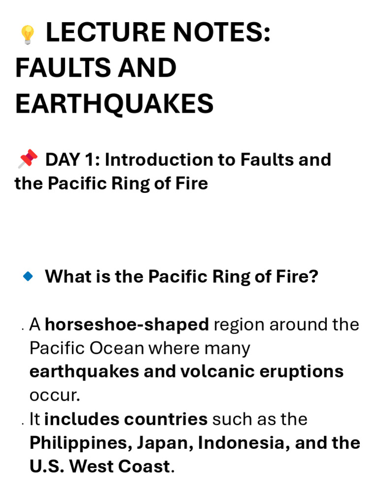 Carl Lecture Notes For Introduction To Faults and Earthquakes | PDF ...