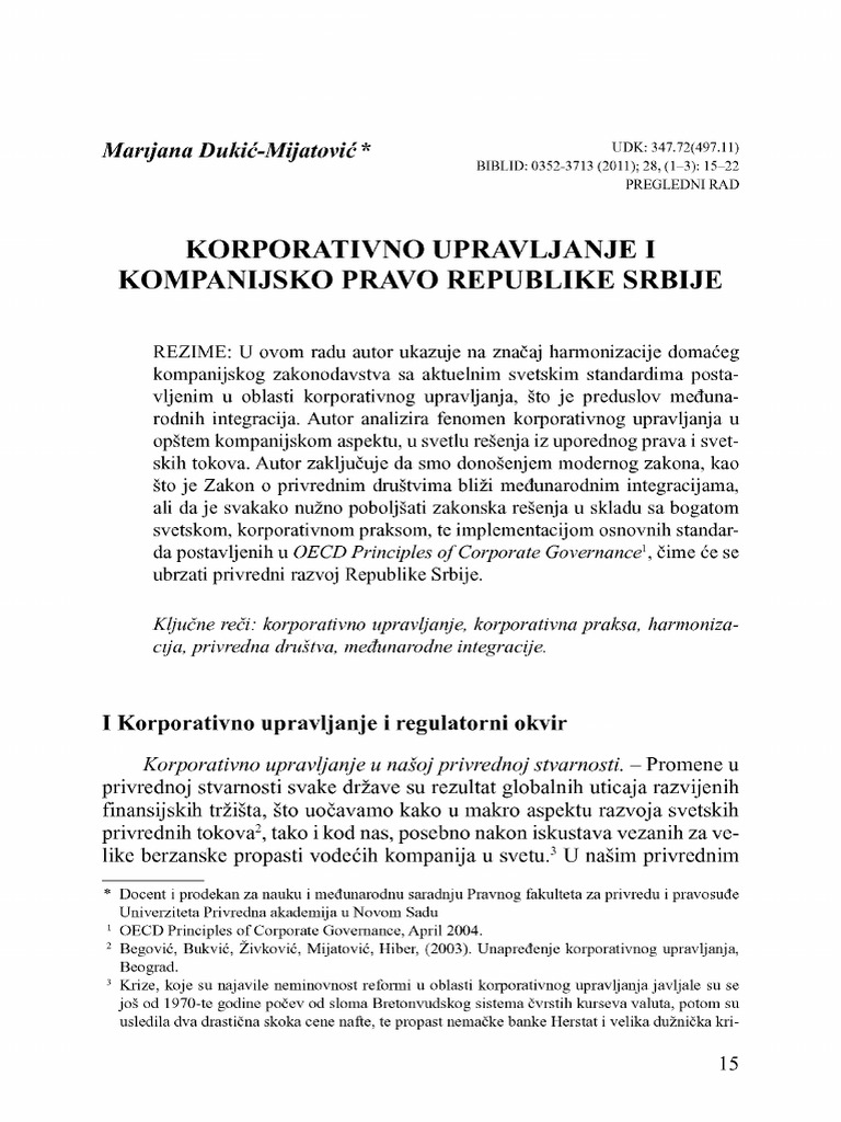 Korporativno Upravljanje | PDF