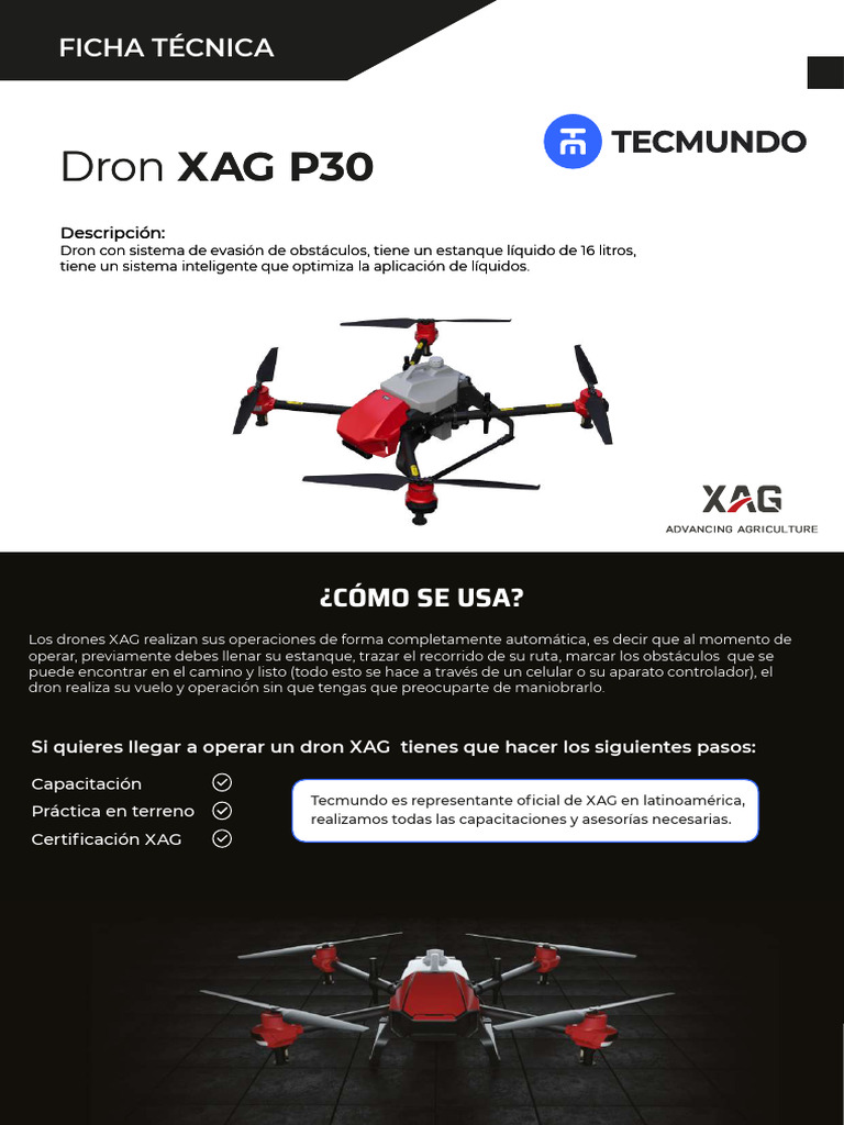 Uso y características del dron XAG P30 | PDF | Vehículo aéreo no ...