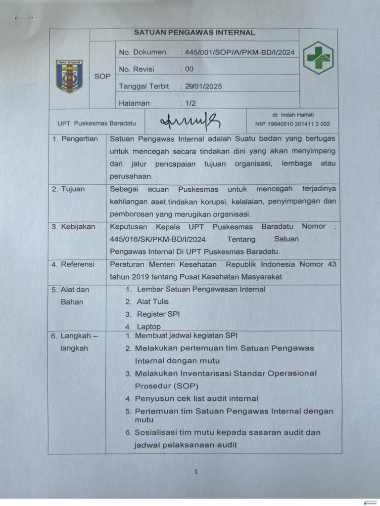 A.i.5.II.a Sop Spi | PDF
