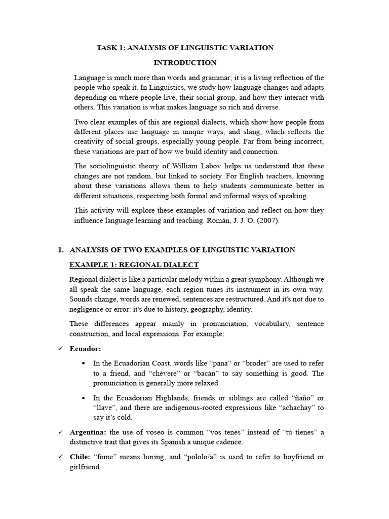Analysis of Linguistic Variation | PDF | Linguistics | English Language