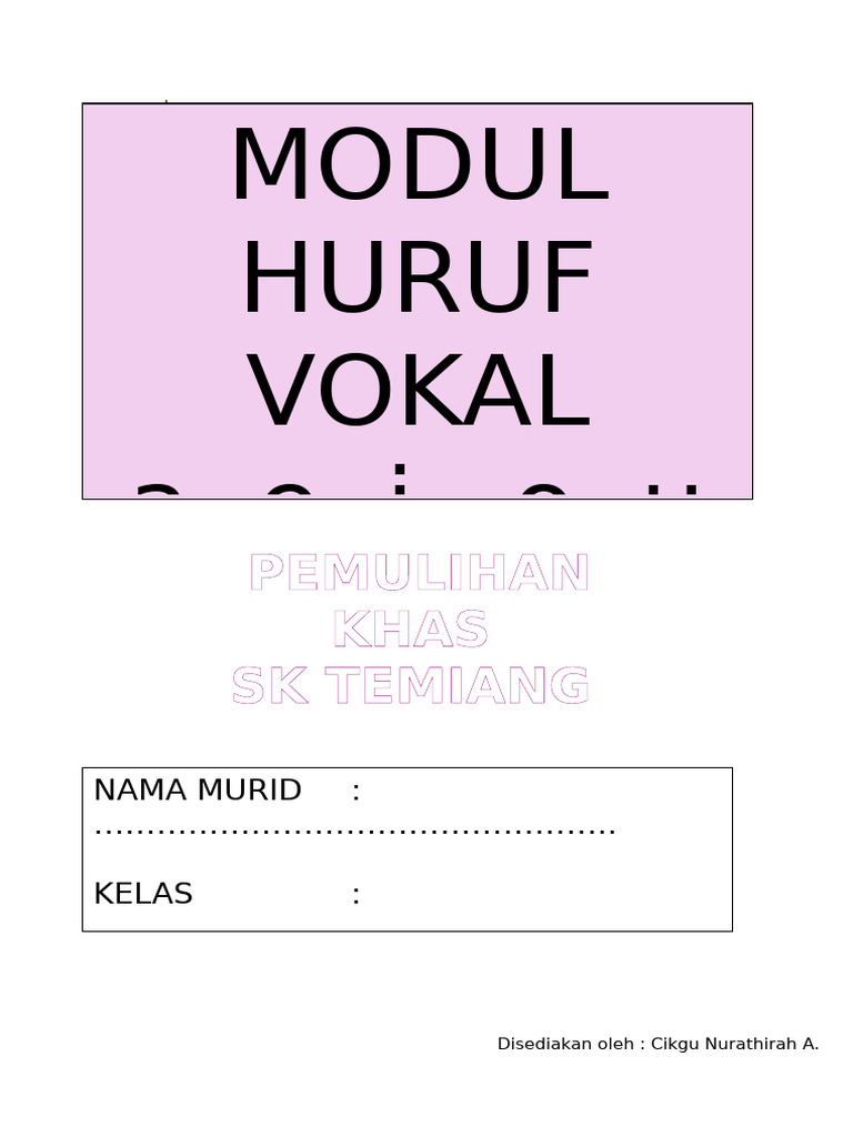 Cover Modul Huruf Vokal | PDF