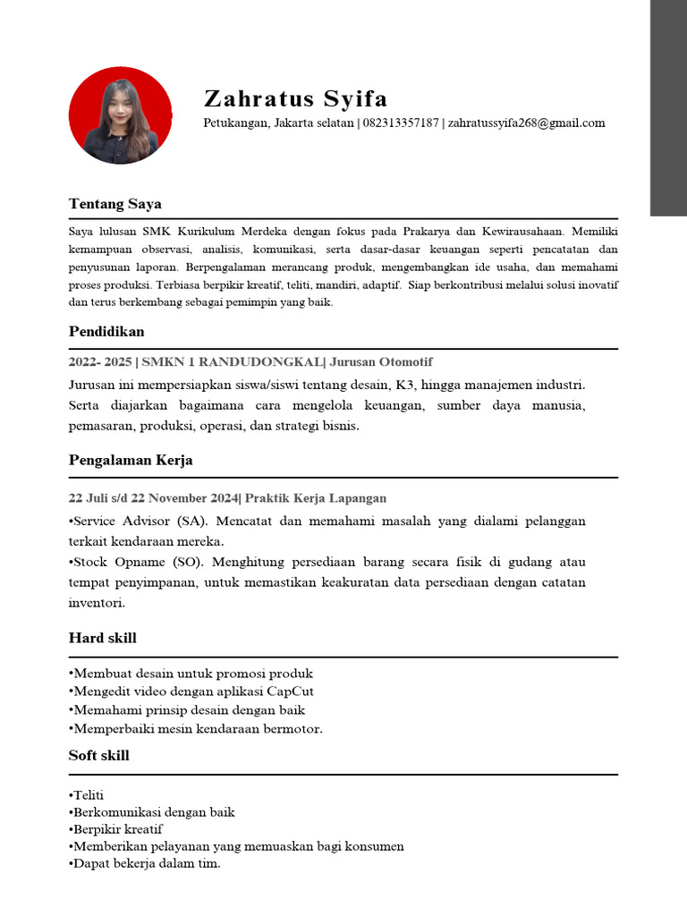 CV Zahratus Syifa - 20250722 - 123305 - 0000 | PDF