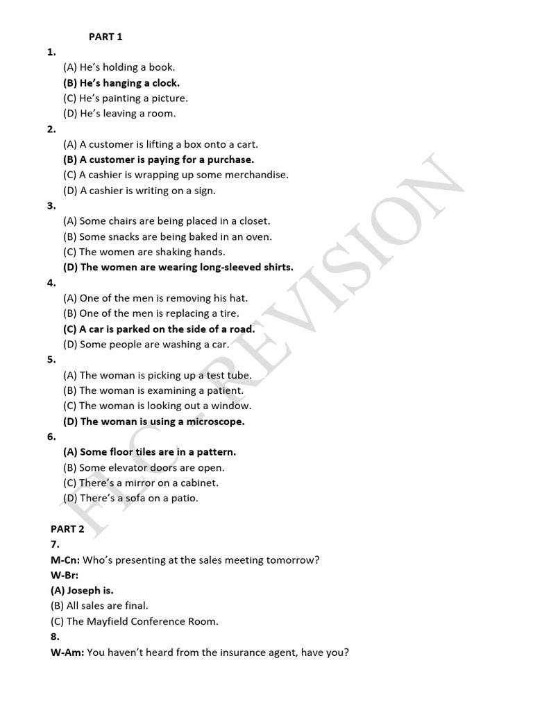Listening Transcript Keys p1-2 | PDF