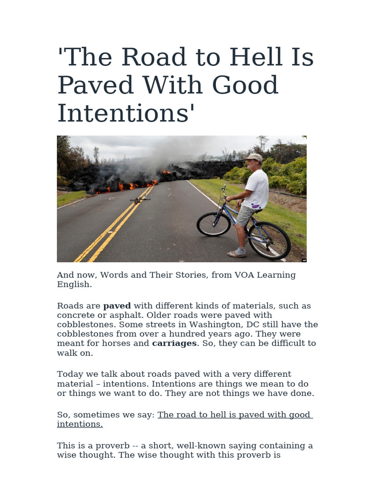 The Road to Hell: Good Intentions Explained | PDF