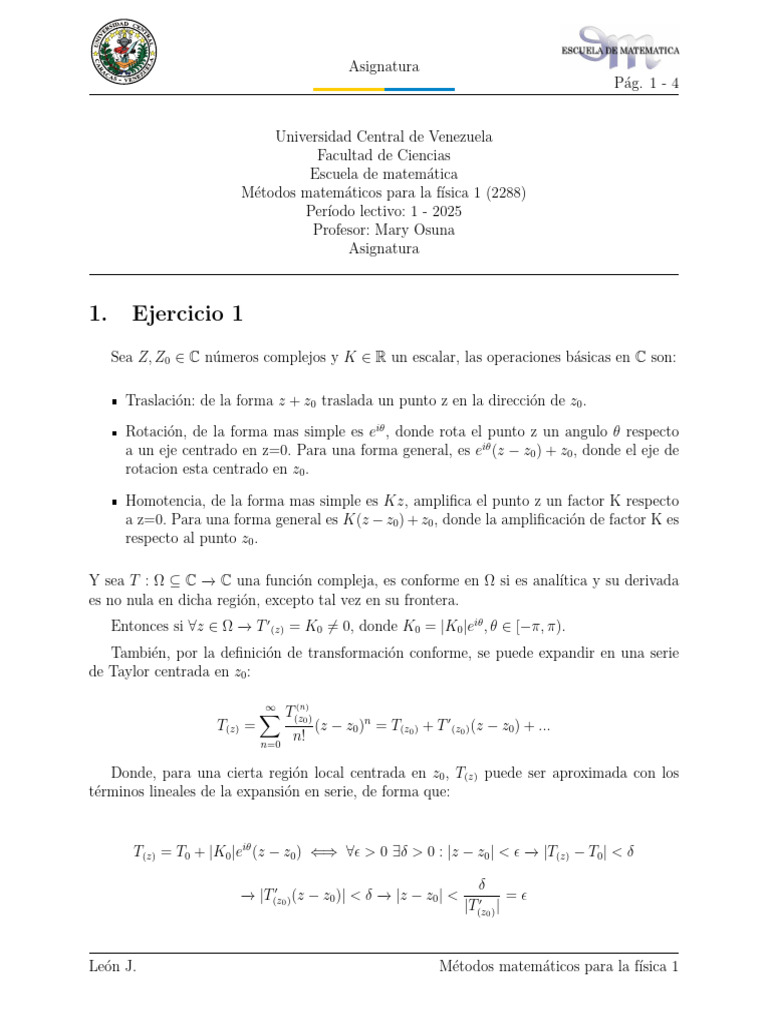 Transformaciones Conformes en el Plano Complejo | PDF | Rotación ...