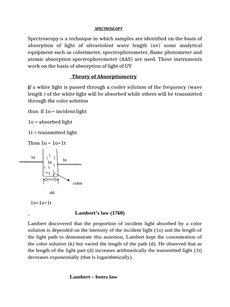 Spectroscopy and Absorptiometry Basics | PDF | Spectrophotometry ...