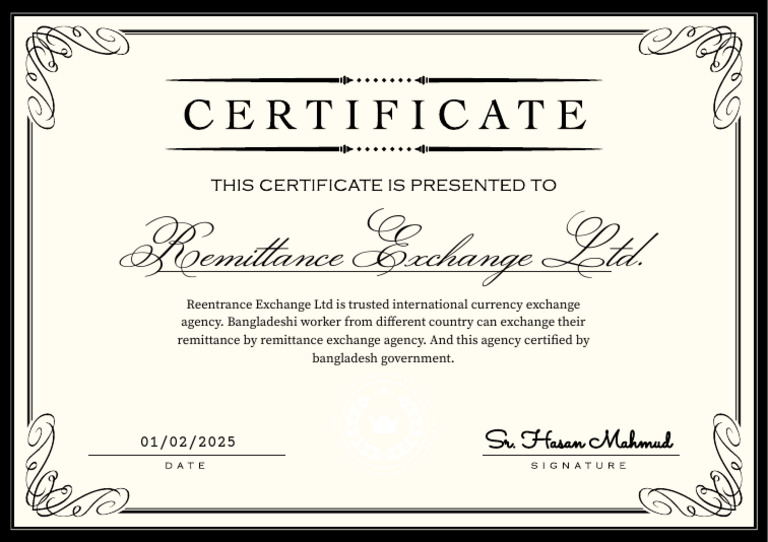 Remittance Exchange Certificate | PDF
