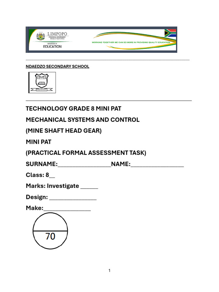Grade 8 Technology Mini PAT: Headgear Design | PDF | Mining | Ore