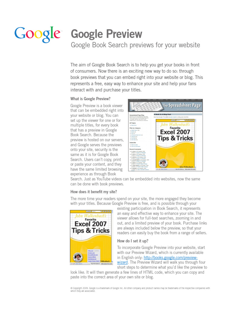 Embed Google Book Previews Easily | PDF