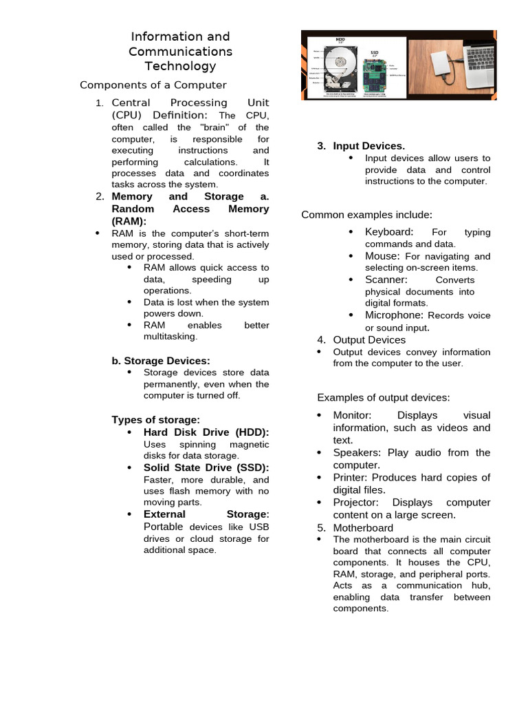 Information and Communications Technology | PDF | Computer Data Storage | Input/Output