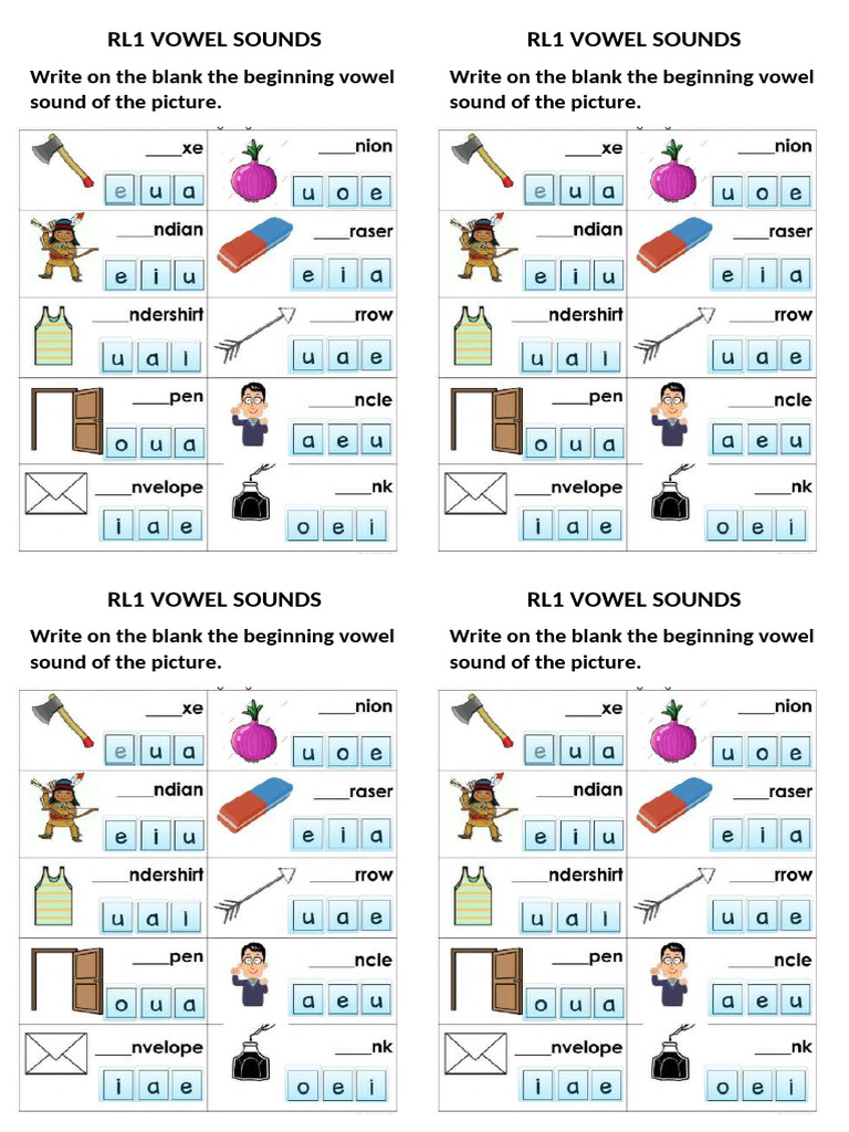 RL1-Beginning Vowel Sound | PDF