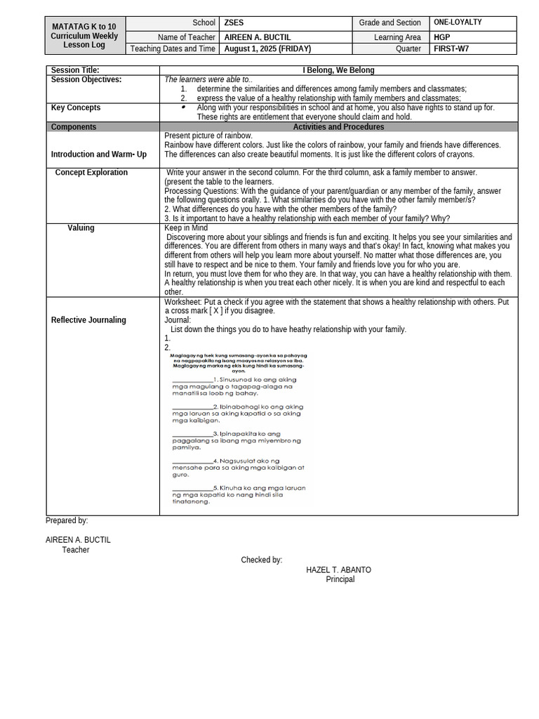 HGP-Q1W6 | PDF | Teachers | Learning