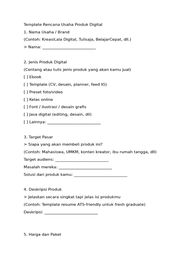 Planning Usaha Produk Digital | PDF