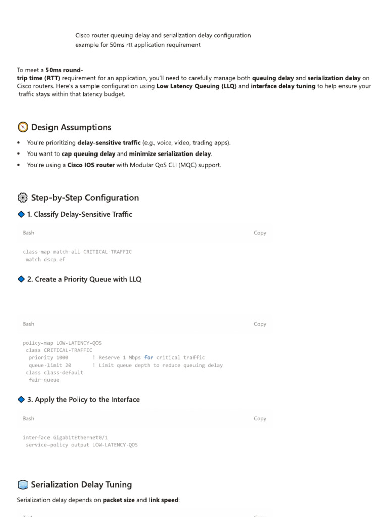 Sample Queue and Serialization Delay Configs | PDF