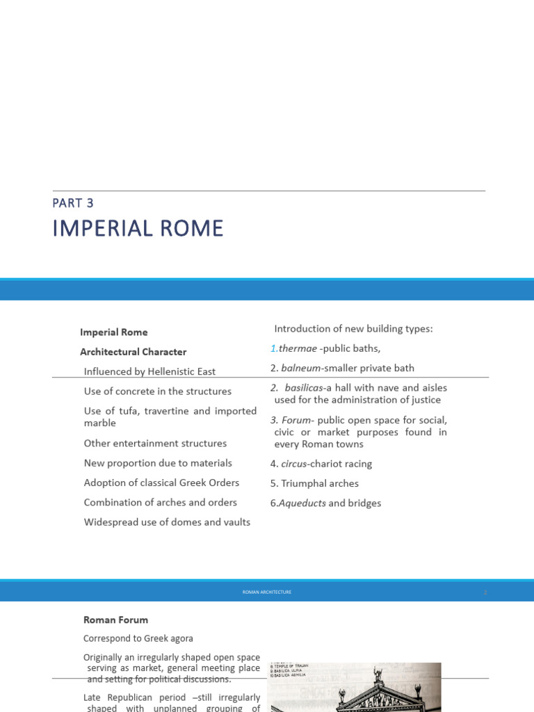 Part 3 Imperial Rome Architecture | PDF | Roman Empire | Classical ...