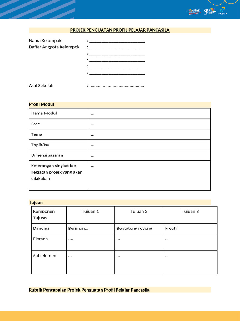 Format Penyusunan Modul Projek P5 | PDF